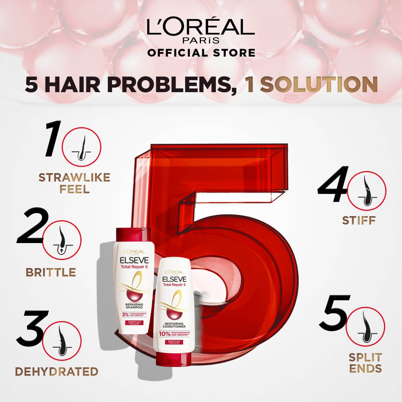 L’Oreal Paris Elseve Total Repair 5 Shampoo 620ml
