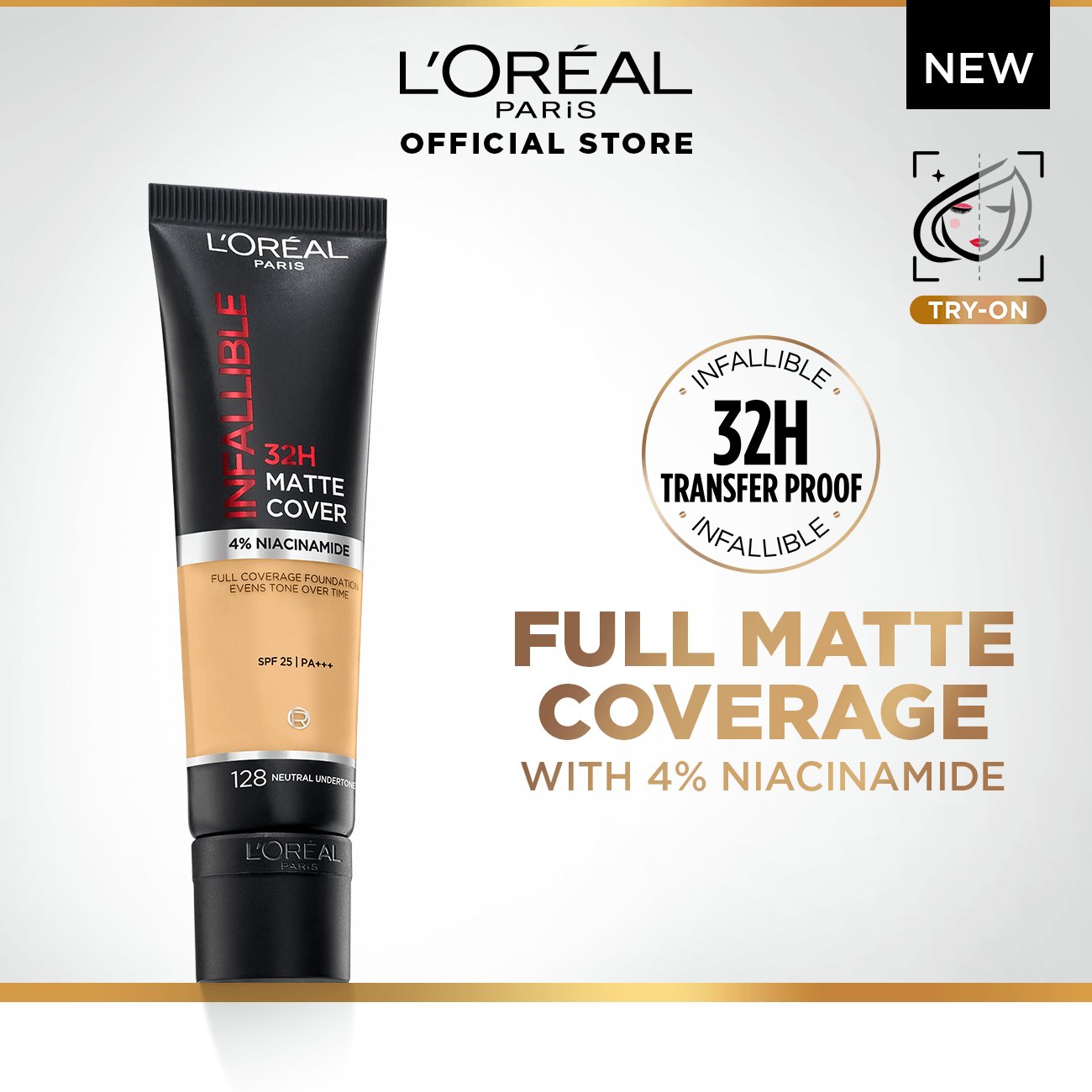 Infallible 32H Matte Cover Liquid Foundation 128