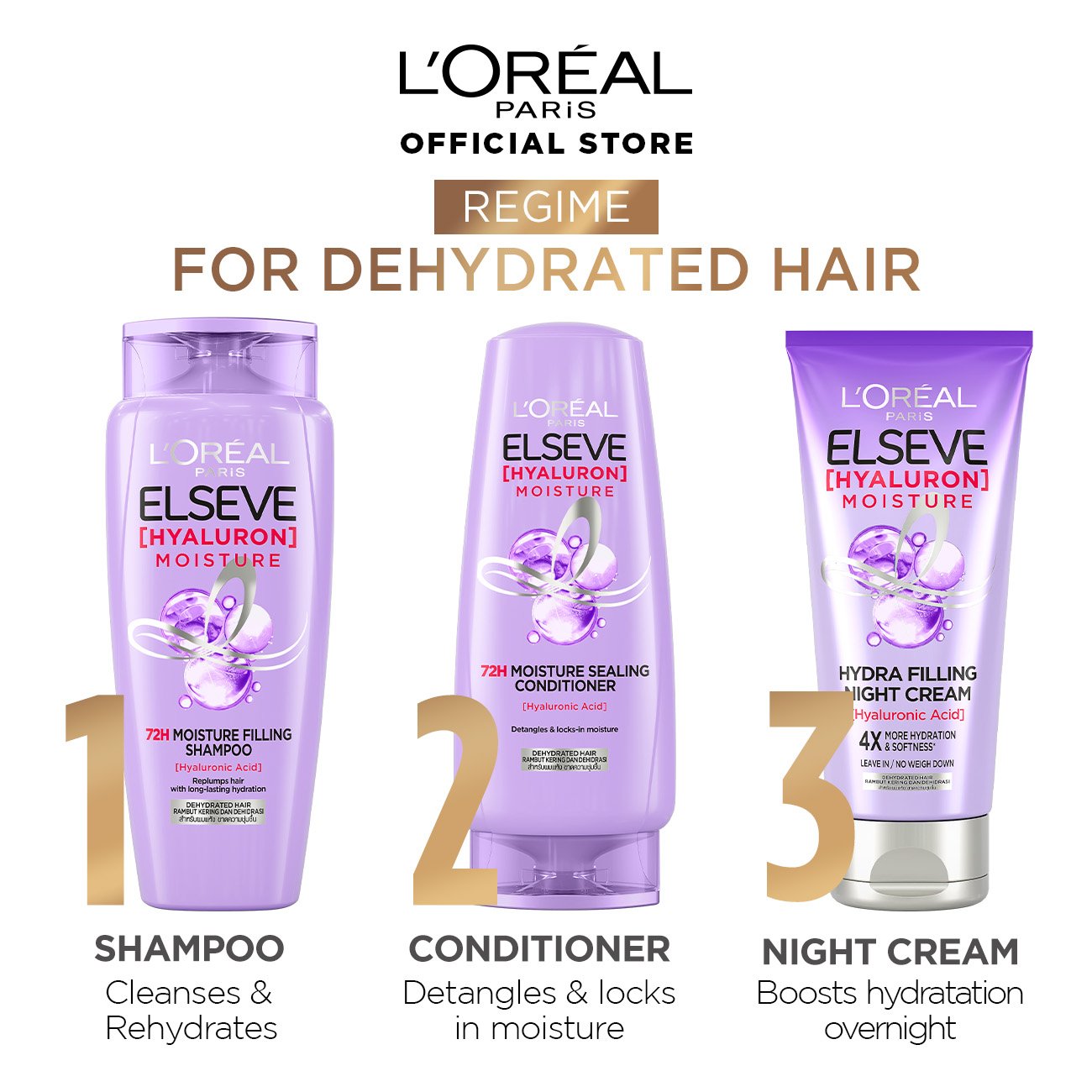 Elseve Hyaluron Hair Care 72H Moisture Filling Shampoo 410ml | L'Oréal ...